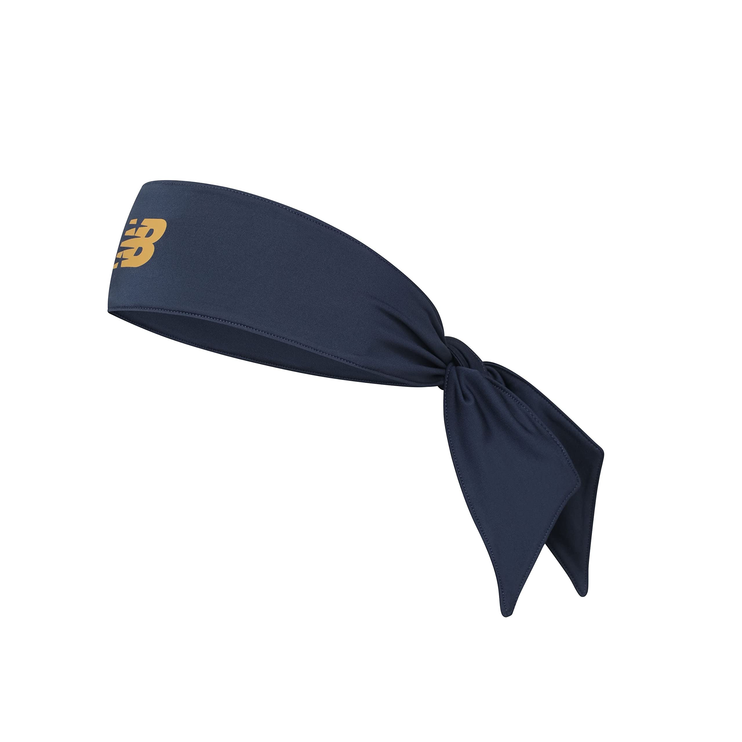 New Balance Unisex Performance Ninja Tieback Sports Headband, Natural Indigo/Varsity Gold