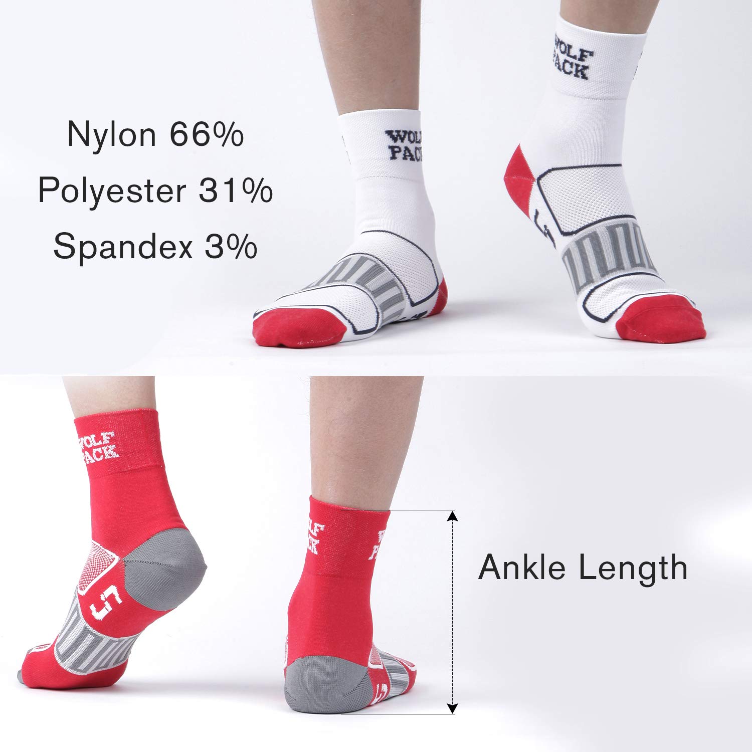 LIN 4 Pack Compression Cycling Socks for Men & Women Breathable Biking Sports Quarter Socks for Mountain Road Bike (M(9-11), Assorted-4 Pack)