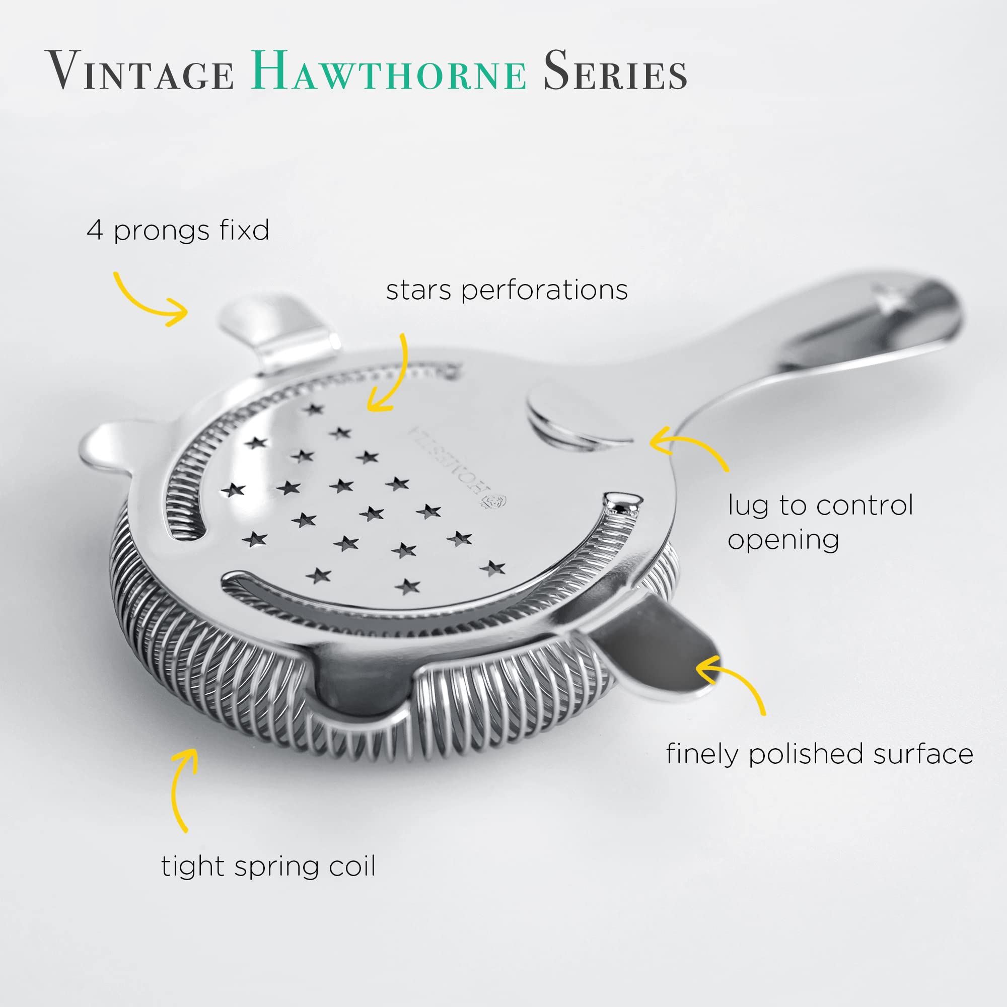 Homestia Cocktail Strainer Set 4-PIECE Stainless Steel Bar Tool Bar Accessories for Drinks includes Hawthorne Strainer, Julep Strainer, Fine Mesh Sieve with Bar Spoon(Black)