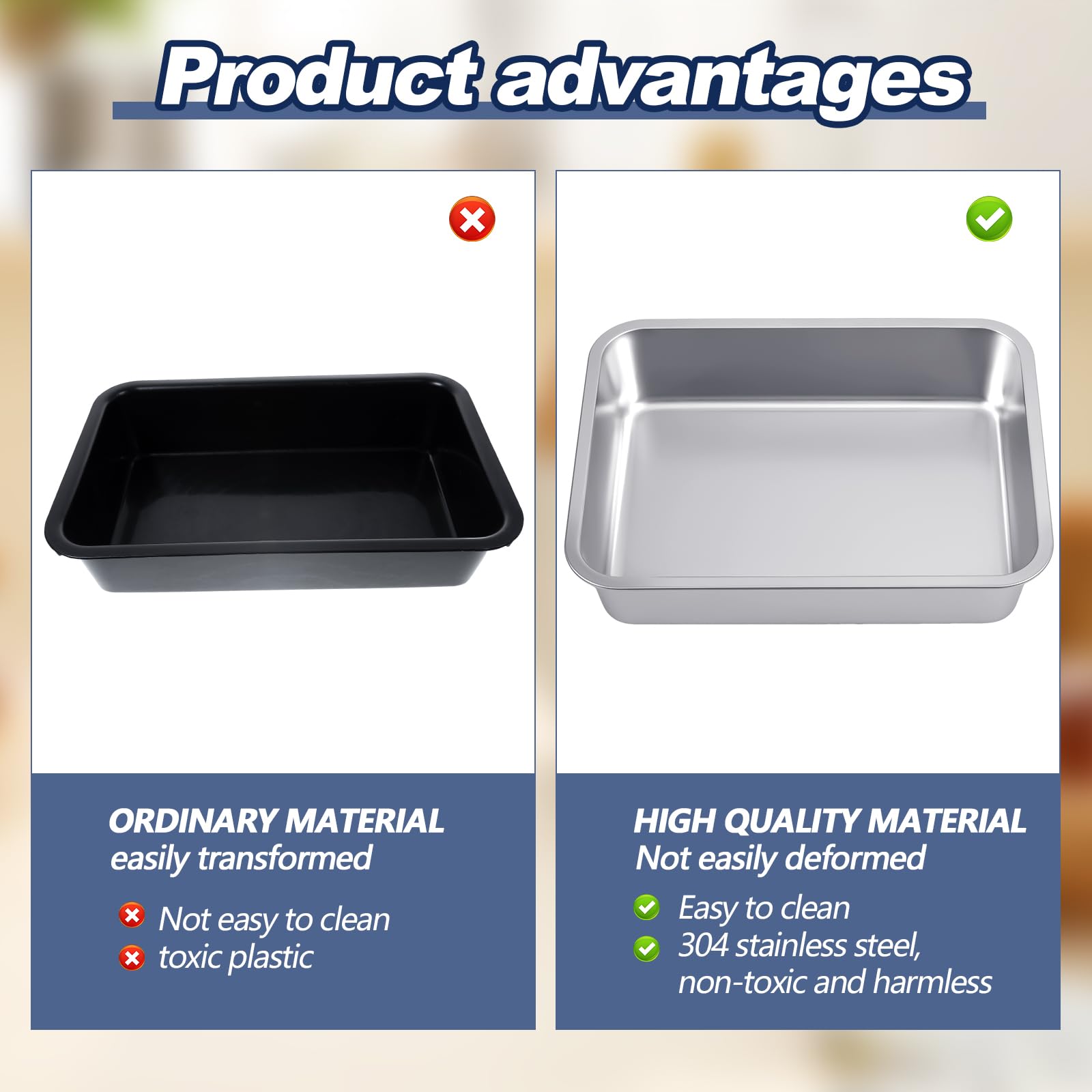 Tiangrid Stainless Steel Commercial Bus Tubs Box Tote Box Dishwashing Tubs, Utility Tub, Meat Prep Tub (2, 13 L)