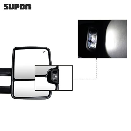 SUPDM Towing Mirrors Compatible for Chevy Silverado Suburban Tahoe GMC Serria Yukon 2003 04 05 2006 Power Heated side mirror w/Turn Signals Lights, Clearance Lamp, Running Light (Set of 2)