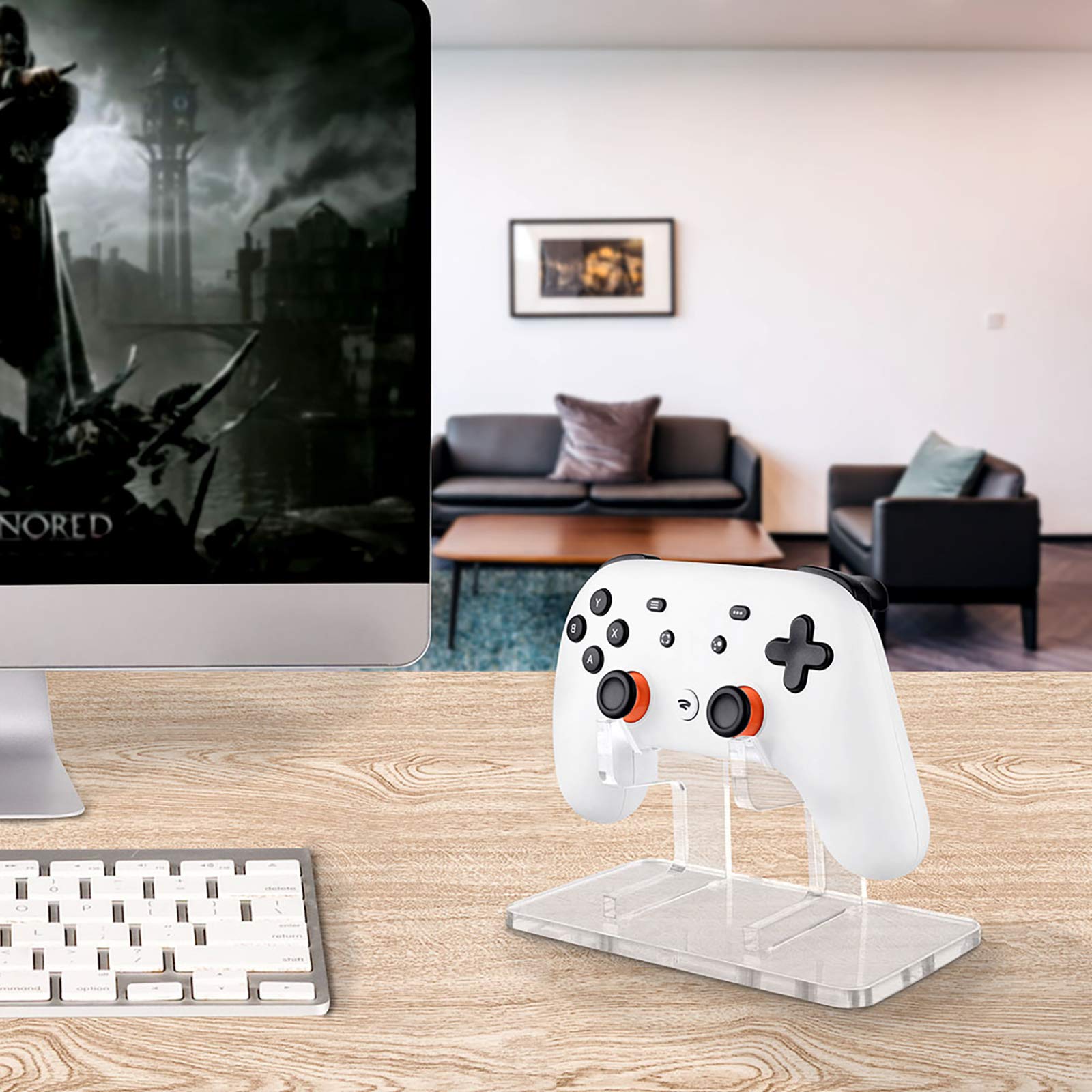 Linkidea Controller Stand Holder Compatible with PS5 Controller, Acrylic 2 to 1 Dual Sense Game Controller Mount Bracket Manual Splicing Compatible with Xbox ONE Playstation5 PS4 STEAM Switch PC