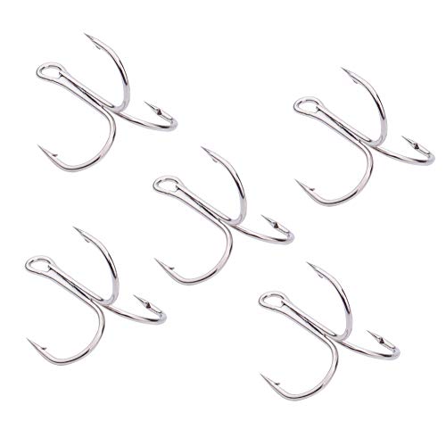 mogen886 50Pcs High-Carbon Steel Crank Fishhooks Fishing Lure Bait Triple Hooks Tackle Tool for Outdoor Silver 2