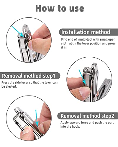 Quick-Release Pocket Clip, Multi-Tool Pocket Clip for Leatherman Wave with Lanyard Ring, Stainless Steel Leatherman Surge Accessories for Charge AL, Charge ALX, Charge Ti and Charge TTii(2 Pack)