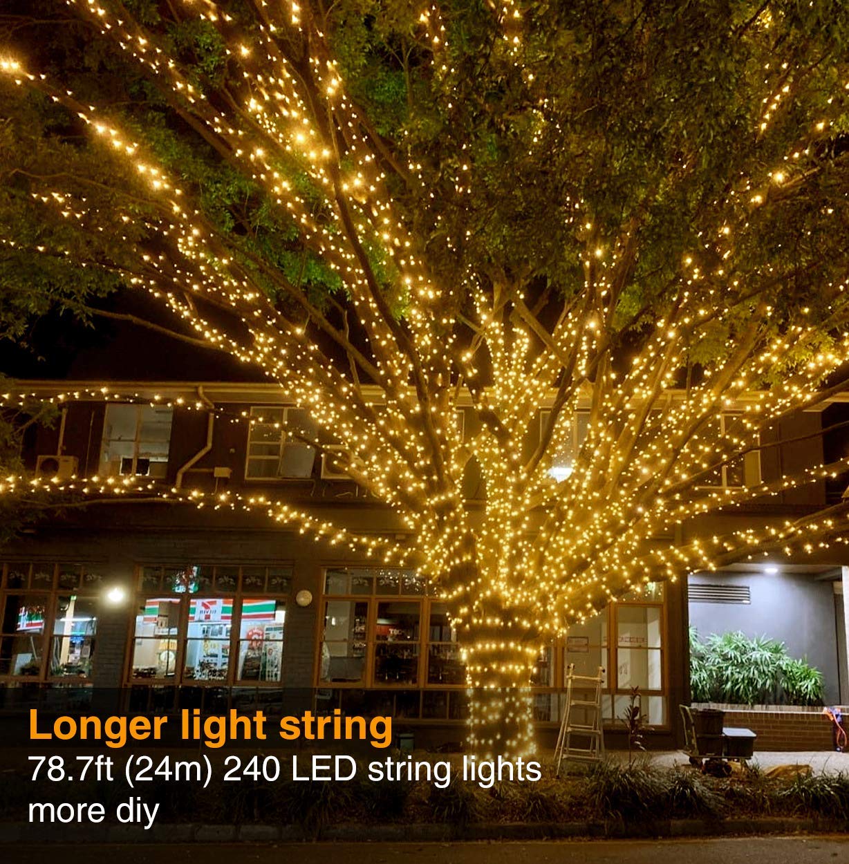 kolpop Solar String Lights Outdoor, 73ft 220 LED (Upgraded Oversize Lamp Bead) Solar Fairy Lights Outdoor Waterproof 8 Modes for Christmas Tree Lights Home Garden Party Patio(Warm White)