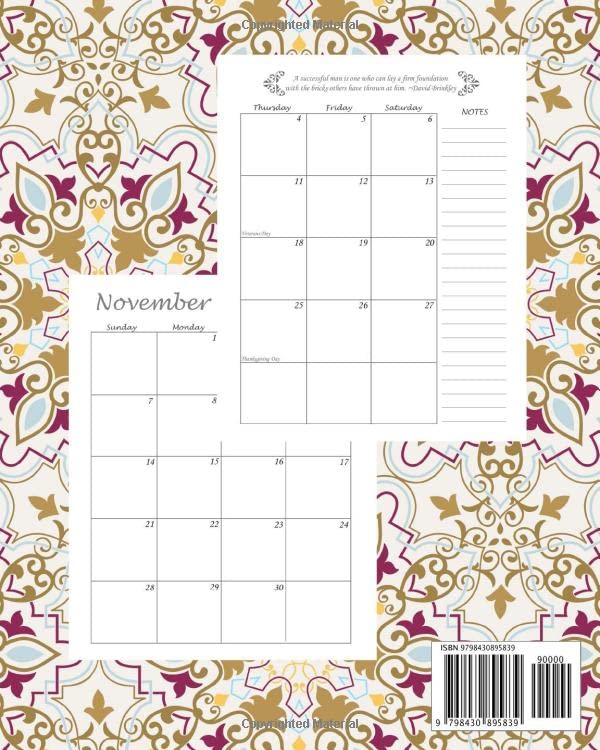 TWO YEAR 2023-2024 MONTHLY PLANNER: 2Yr January 2023 to December 2024 with Agenda Planner Calendar Schedule 24 Months Notes and Goals, 8 x 10, Asian Floral Cover Planner for Work or Personal
