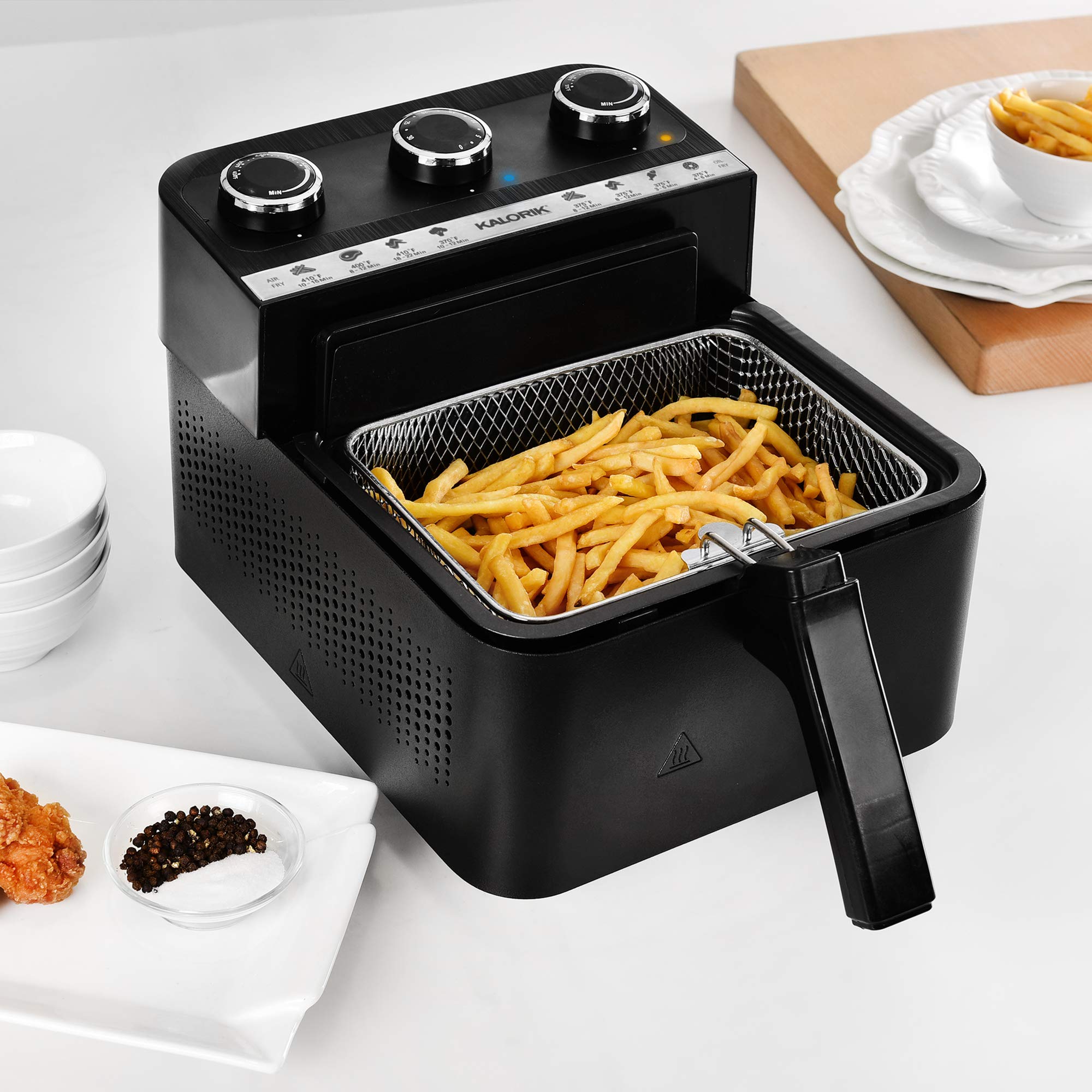Kalorik 2-in-1 Air Fryer and Deep Fryer, Black