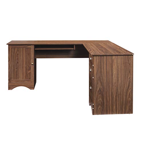 Large 66’’ L Shaped Desk Corner Computer Desk PC Table Home Office Writing Gaming Workstation with Drawers,File Cabinet,Hidden Storage Space Shelf,Walnut,66’’L x 66’’L x23.6’’W x30.3''H