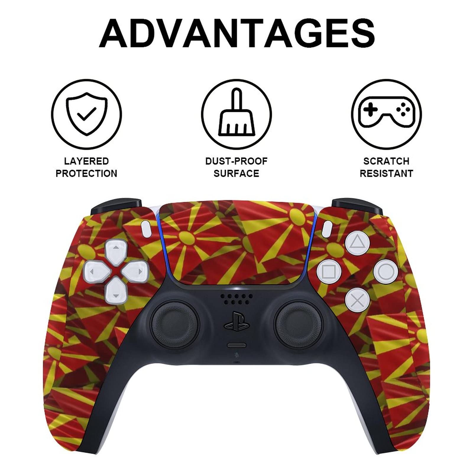 Macedonia Flag Compatible with PS5 Console and Controller Sticker Skin, Durable, Scratch-Resistant, and Bubble-Free (Digital Version)