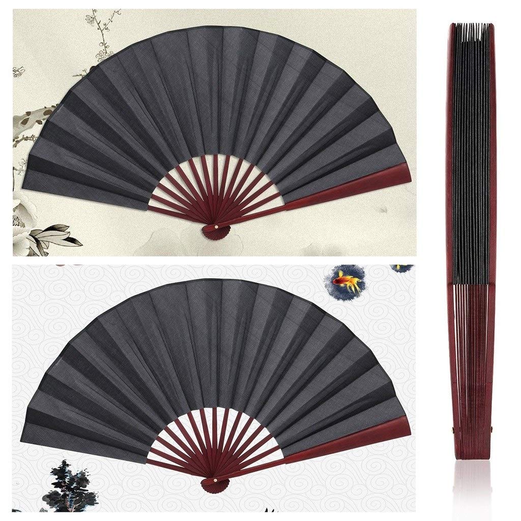 MEING Folding Fan Chinese Classical Style Folding Fan Folding Portable Retro Folding Fan Handheld Fans Wedding Party Gift Hand Folding Fans (Color : Black)