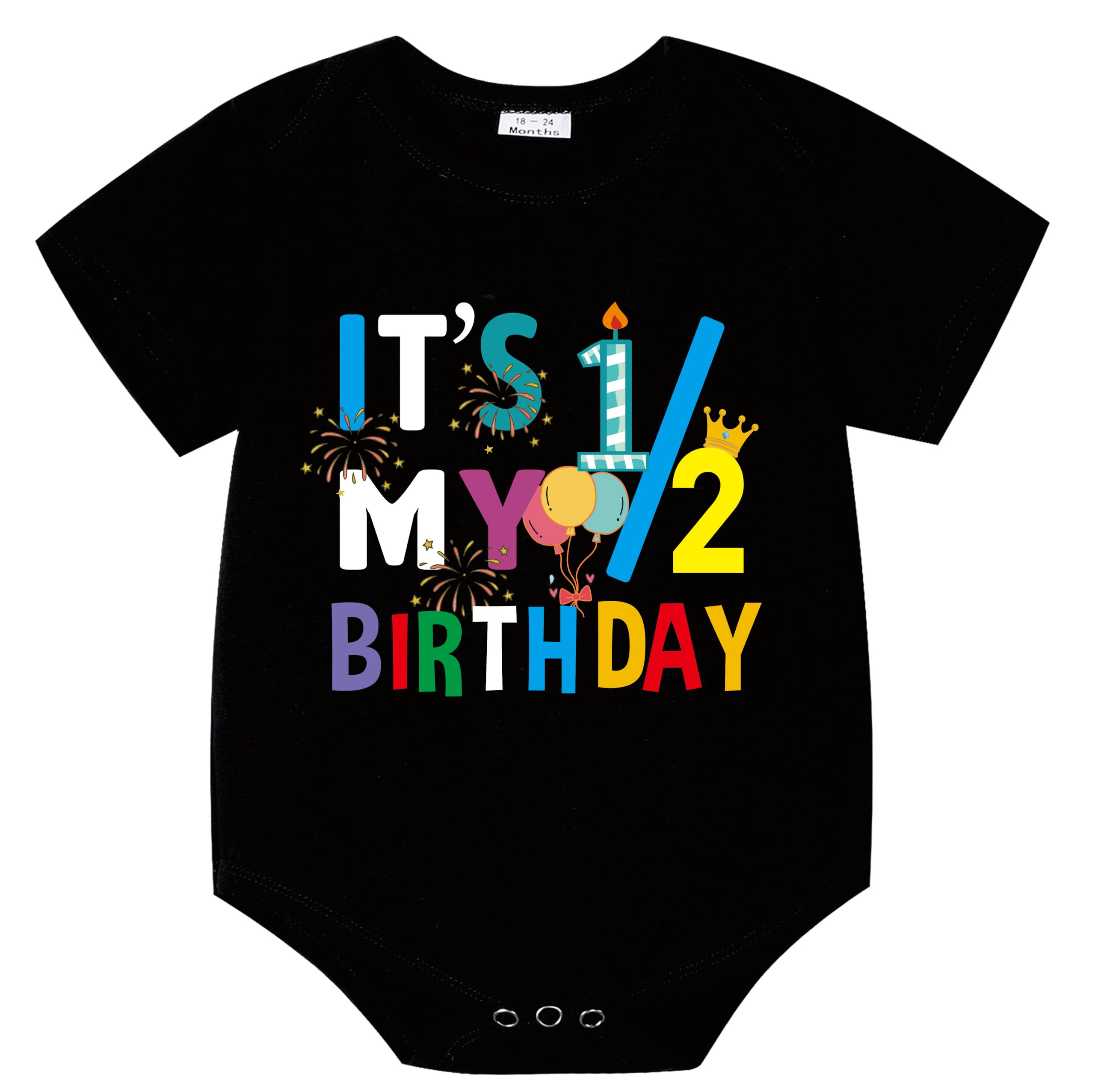Zusnxaxe It’s My Baby 1/2 Birthday Bodysuits Boy Bowtie Playsuit Half 6 Months Old Baby Boys Happy Birthday Party(Short,Black,6-12Months)