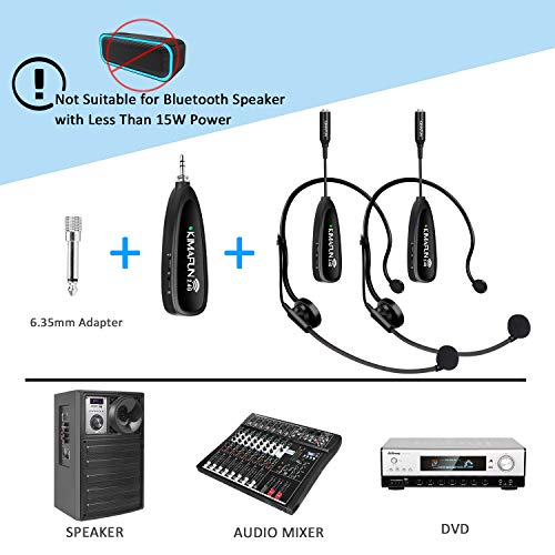 KIMAFUN Wireless Microphone System for 2 People, 2.4G Dual Wireless Headset and Lavalier Lapel Mics Ideal for Smartphone, iPhone, Laptop, Camera, Speaker, PA, Conference, Vlog, Recording