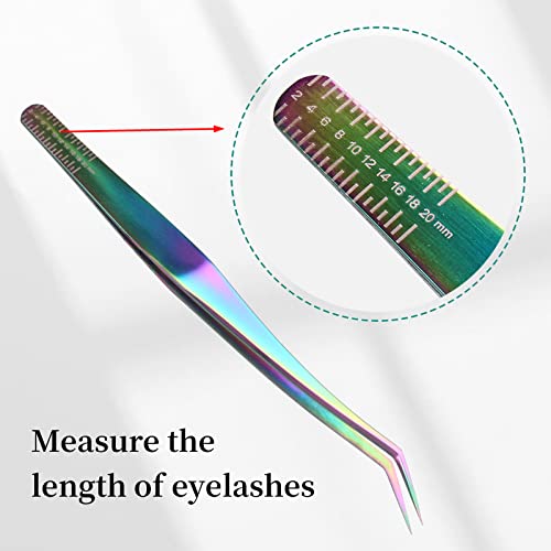Libeauty Lash Curved Tweezers Eyelash Extension Tweezers Set for Individual and 1D-6D Lashes Volumel Precision Lashing Tweezers with Premium PU Storage Case