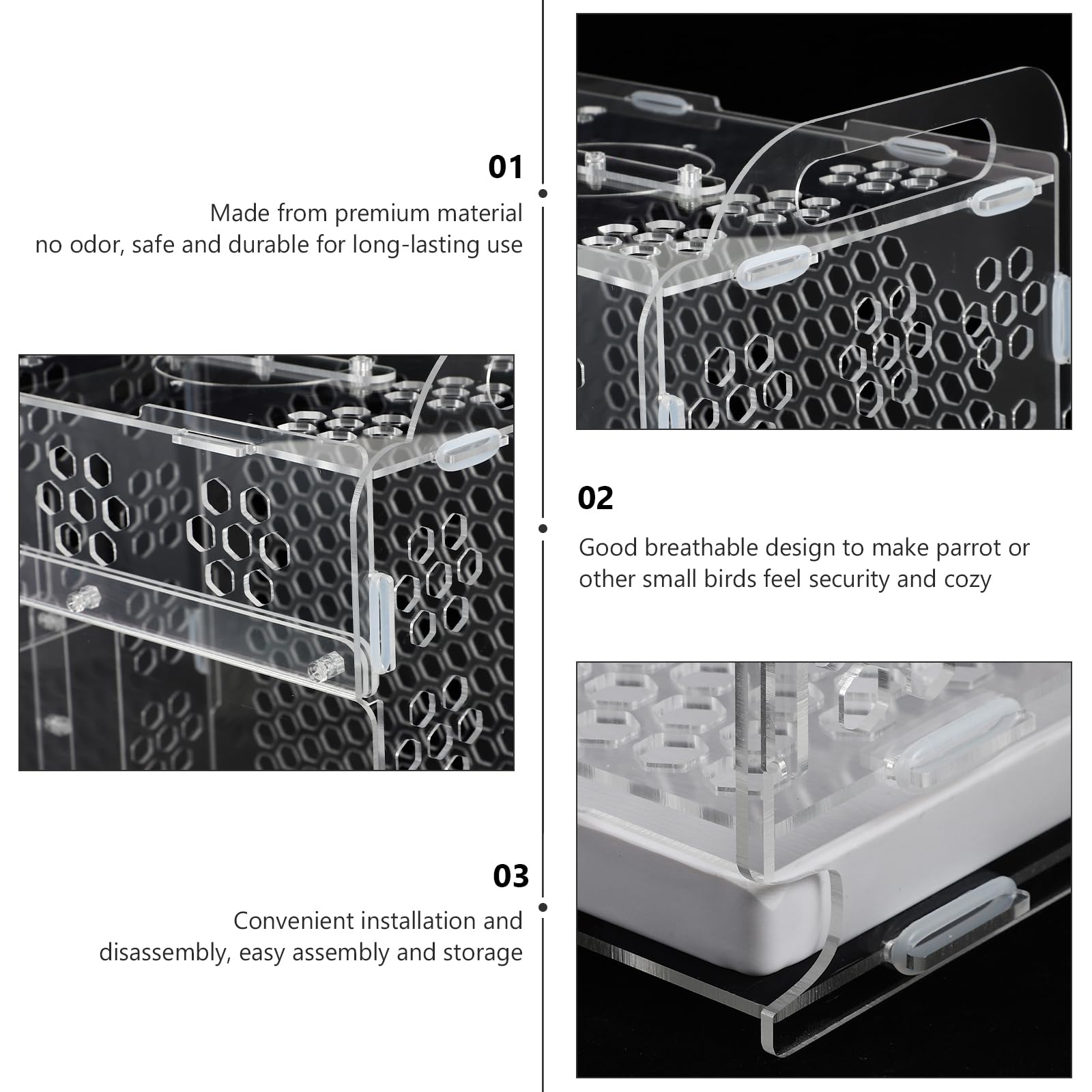 iplusmile Portable Bird Cage, Clear Acrylic Birdcage Hanging Bird Cage House Bird Bath Cage for Parrots, Parakeets, Macaw Lovebirds Bird Accessories