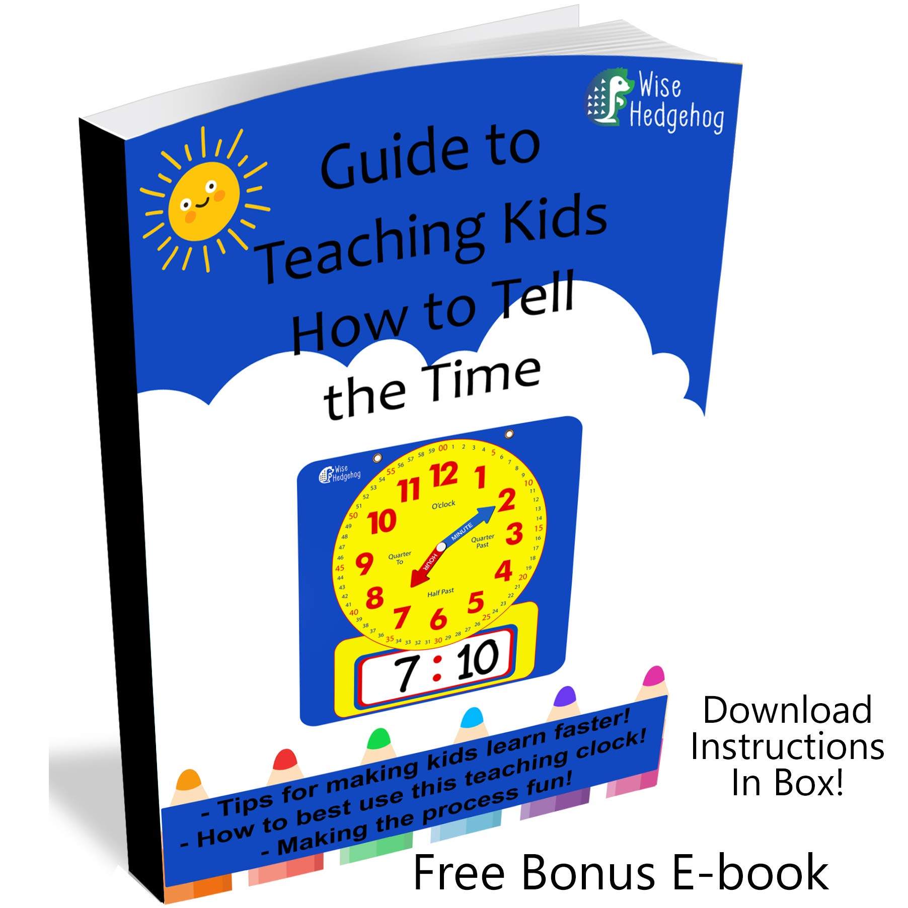 Large Dry Erase Magnetic Teaching Demonstration Clock, Kids Telling Time Learning Clock for Analog and Digital Time, Labelled Minute & Hour Hands, for School Classrooms & Homeschool Supplies