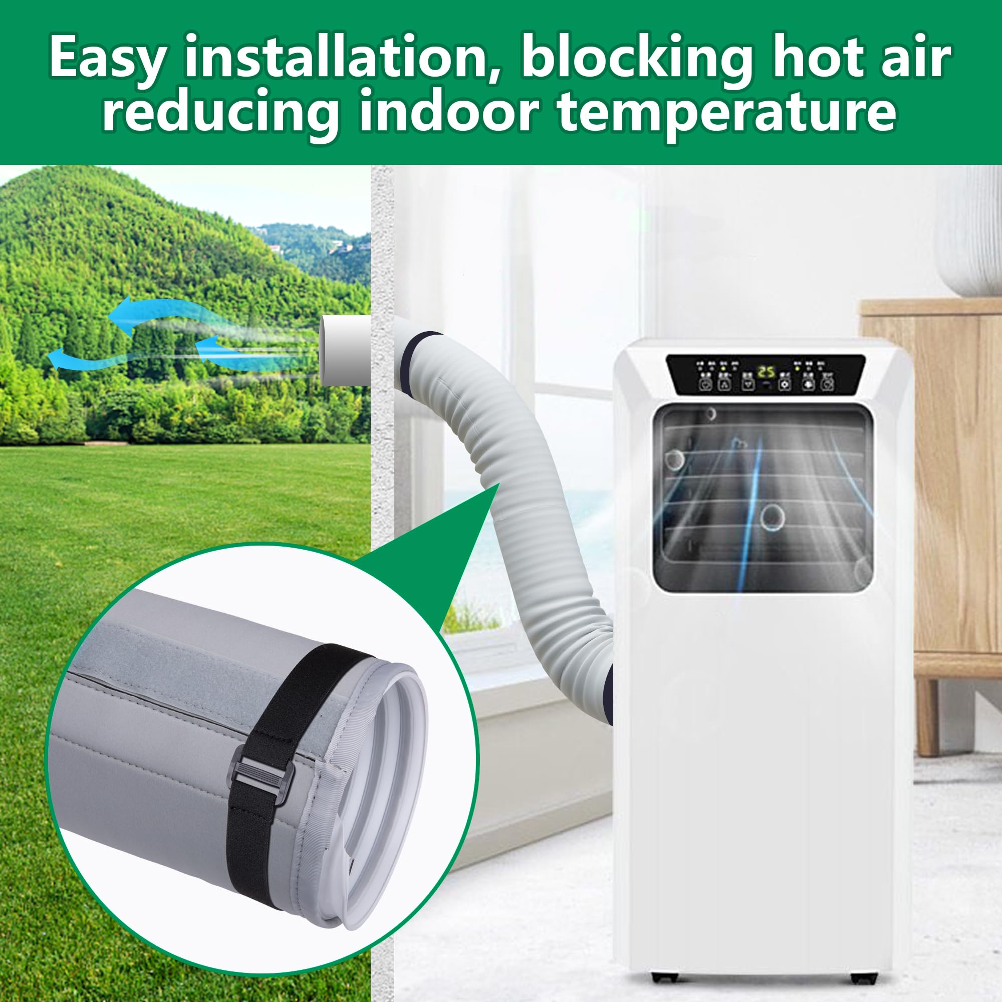 RunNico Portable AC Hose Cover, Thick Air Conditioner Hose Wrap,Insulated Hoses Duct Vent Cover, AC Hose Insulation Sleeve for 5" & 5.9" Diameter Exhaust Hoses Tube