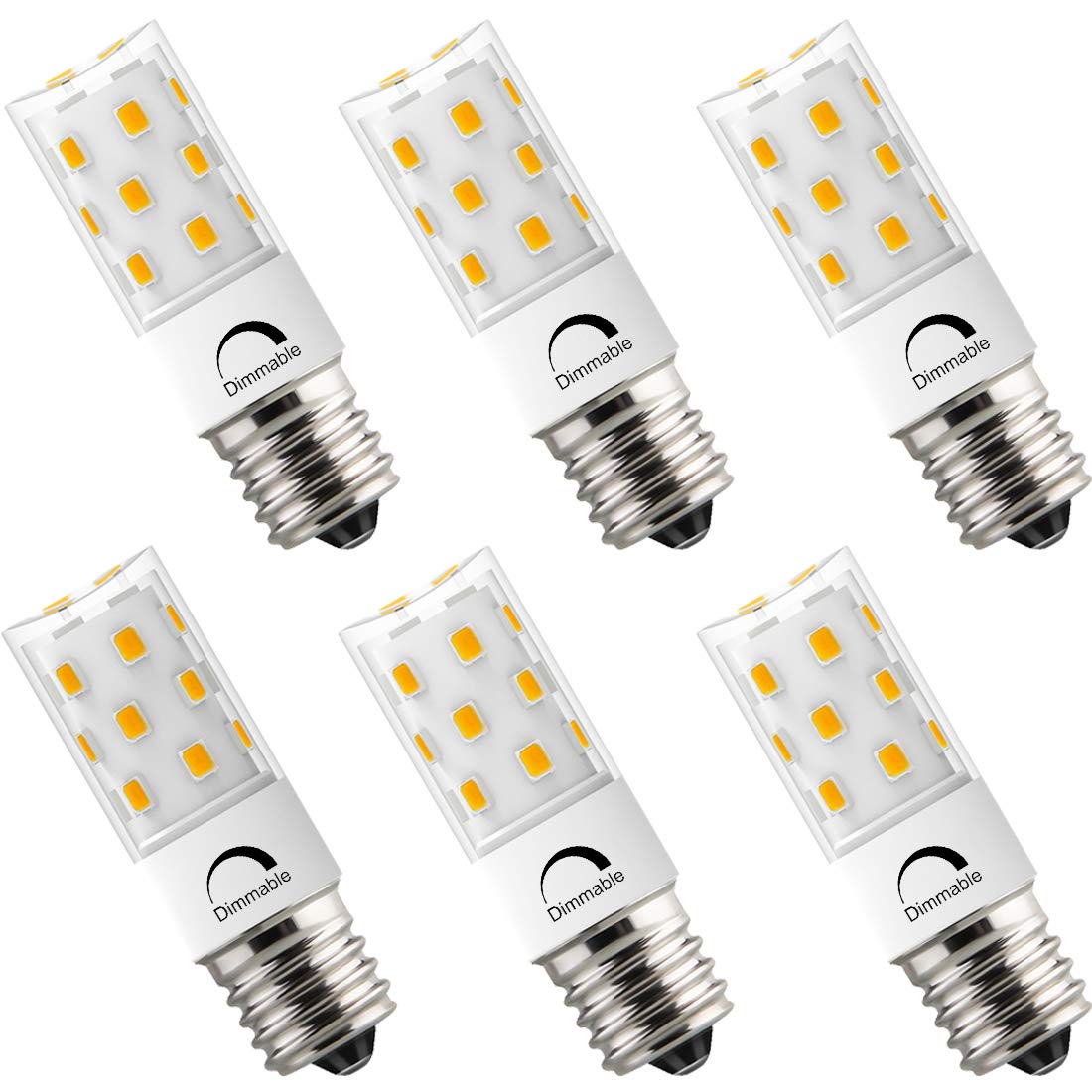 LEMENG E17 LED Bulb, Dimmable, 5W 500lm Warm White 2700K,35-50watt Halogen Replacement,AC 120V Appliance Bulbs Microwave Oven Stovetop Light,6-Pack