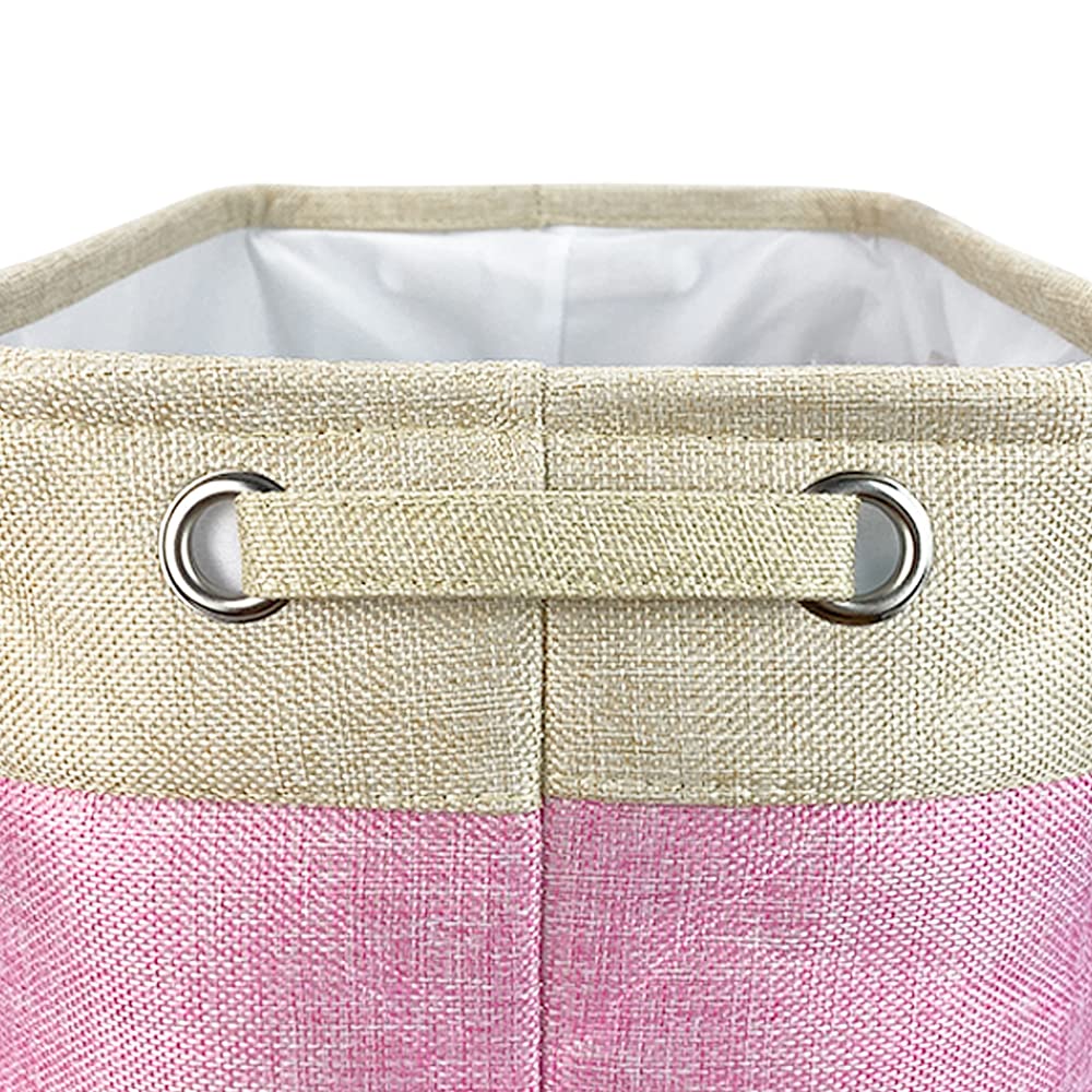 MALIHONG Personalized Foldable Storage Basket with Cute Dog Beagle Collapsible Sturdy Fabric Pet Toys Storage Bin Cube with Handles for Organizing Shelf Home Closet, Pink and White