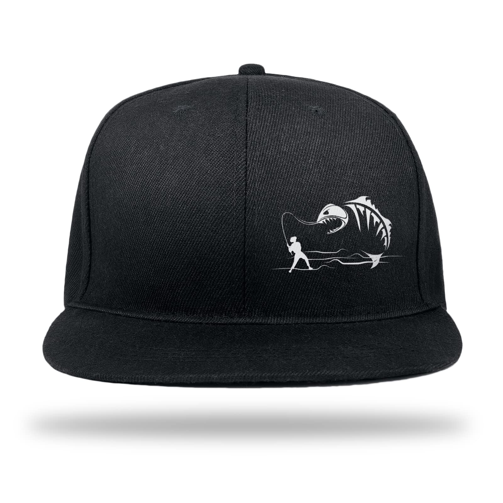 MASRIN Snapback Hats for Men-Flat Bill Hats,Fishing Hat,Fish Hat,Black Baseball Cap Gift for Men Trucker Dad
