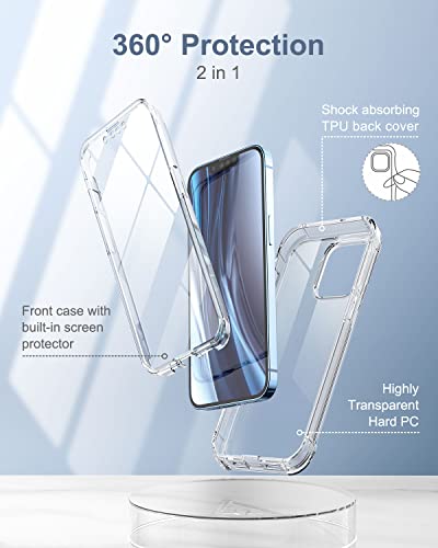 SURITCH for iPhone 13 Pro Clear Case 6.1" (Only), [Built-in Screen Protector] Full Body Protective Hard Shell+Soft TPU Phone Case for iPhone 13 Pro -(Full Clear)