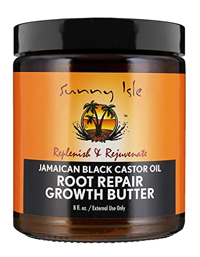 Sunny Isle Jamaican Black Castor Oil Root Repair Growth Butter 8oz | Restores & Revitalizes ALL Damaged Hair Types | Nutrient-Rich | Fights Dry, Itchy, Flaky Scalp