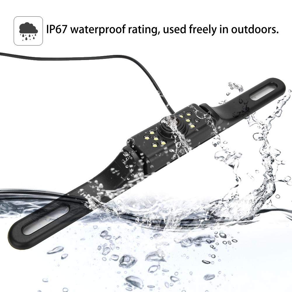 License Plate Camera, Waterproof Car 9LEDs License Plate Rear View Reverse Camera Wide Angle IP67 Waterproof Night Vison Reverse Backup Monitoring System