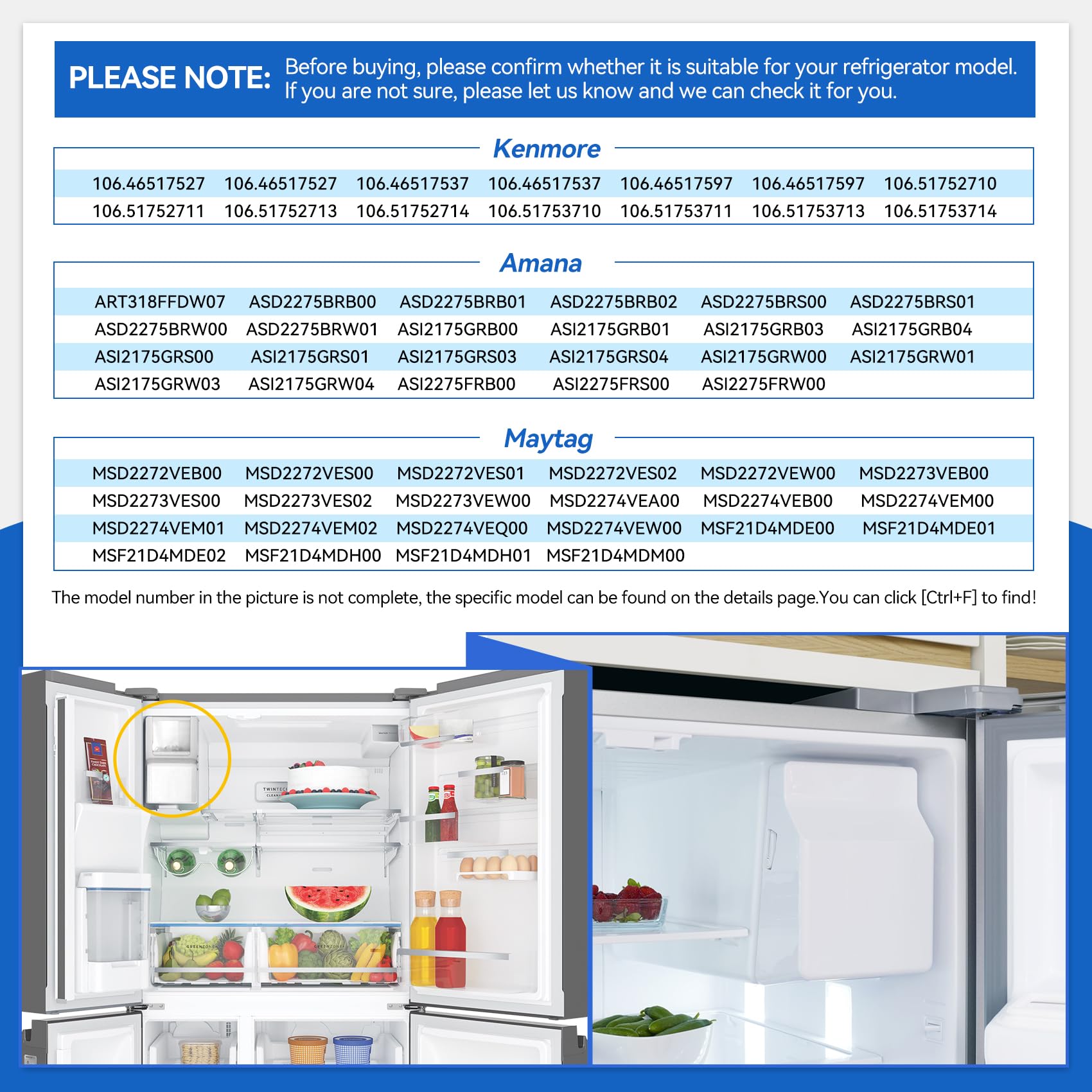 π
½π
΄π ππ©π π«ππππ W10850492 Refrigerator Ice Bucket Compatible with Whirlpool Amana Kenmore Maytag Refrigerators, W10670844 Ice Bucket, Ice Container Bin W10138193, WRS321SDHB00, PS11731153 Etc