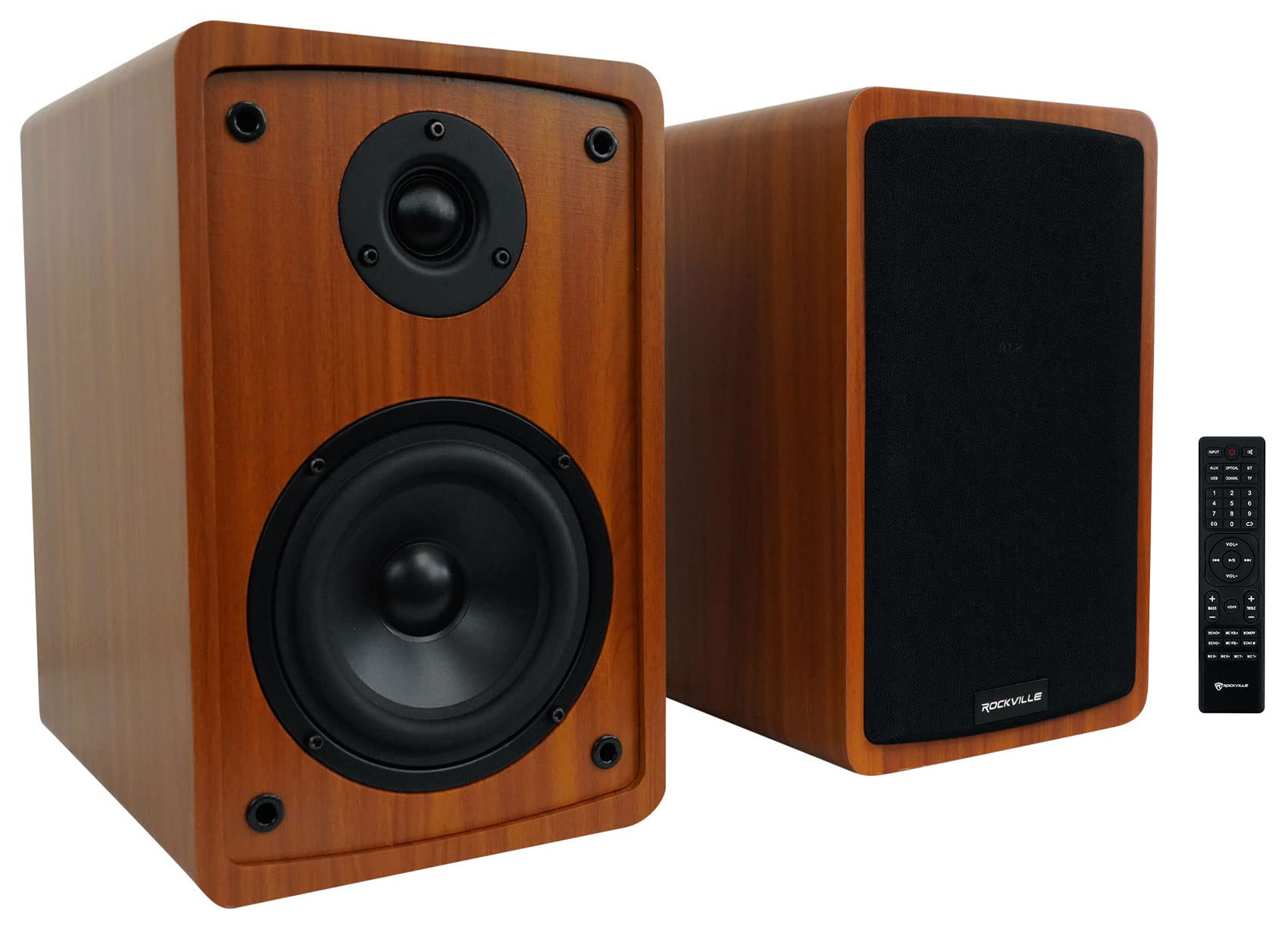 Rockville ELITE-5C Wood 800w Home Theater 5.25" Bluetooth Bookshelf Speakers, Brown