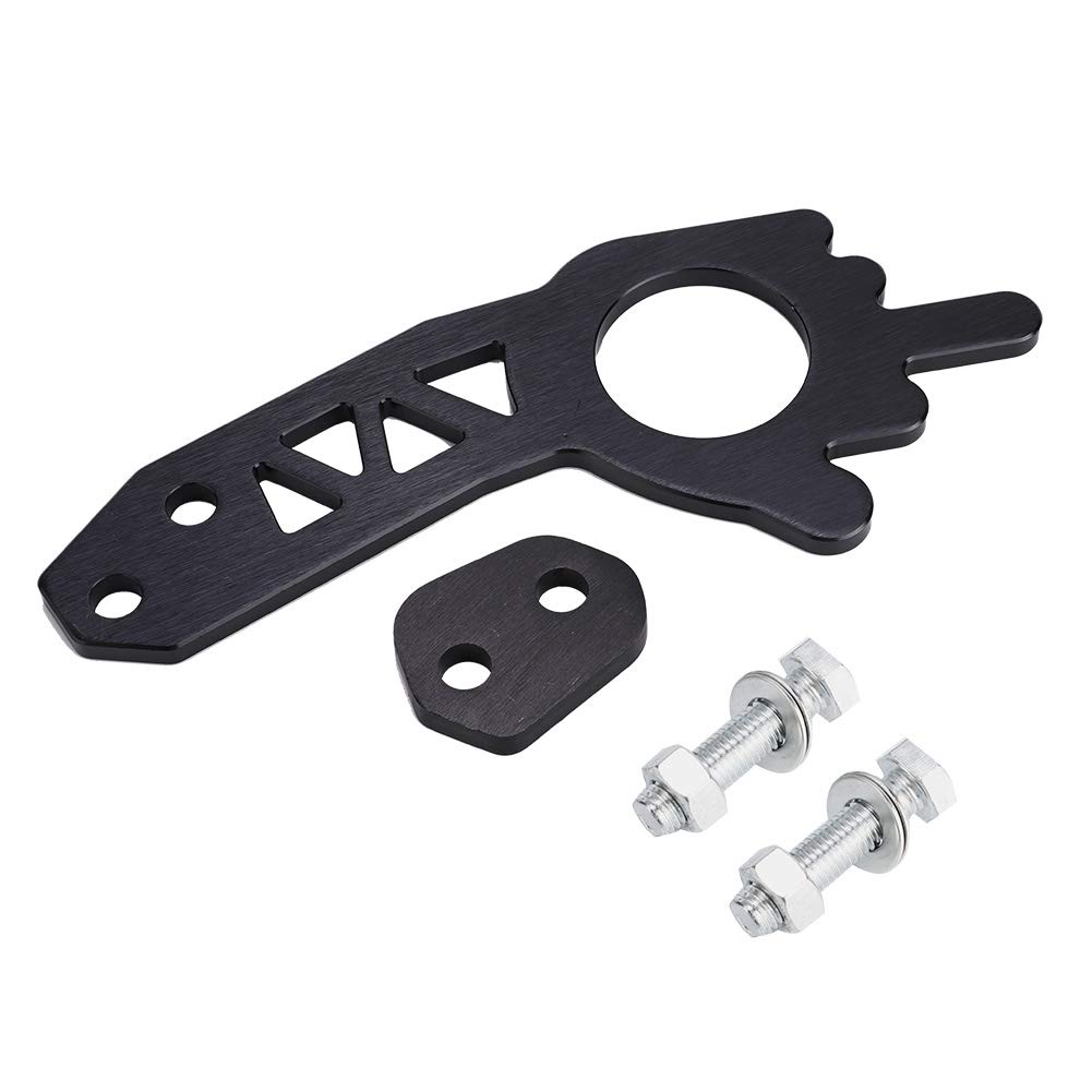 KIMISS Front Rear Towing Hook Set, Universal Car Aluminum Alloy Racing Trailer Hook with Gasket, Bolts Fit for Many Car Towing Ring Black