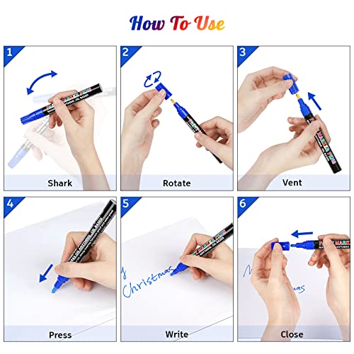 SUPKIZ Paint Markers Pens, 12 Colors Oil-Based Waterproof Fancy Paint Markers, Quick Dry Permanent Push Markers Set for Tire, Rock, Wood, Fabric, Plastic, Canvas, Glass, Mugs, DIY Craft
