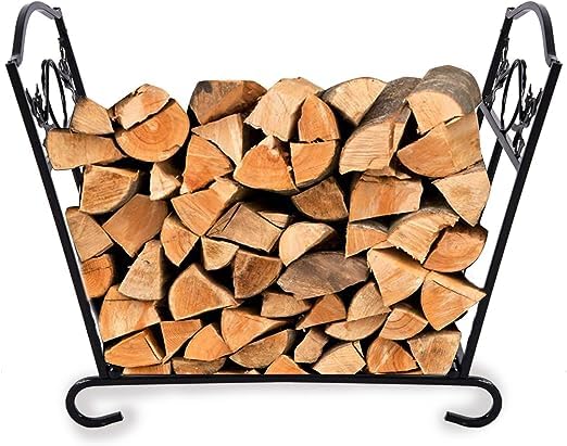 Kapler Foldable Firewood Storage Rack, Black Steel, 21"x12.5"x15"