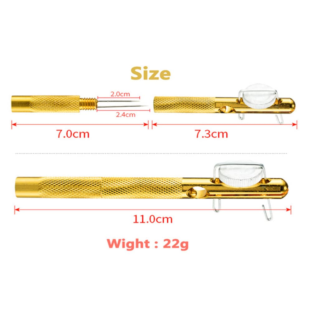 Mekek Fishing Hook Knotting Tool Tie Hook Loop Multipurpose Aluminum Alloy Fishing Line Knotter Fishhook Accessories Gold (28.9g)