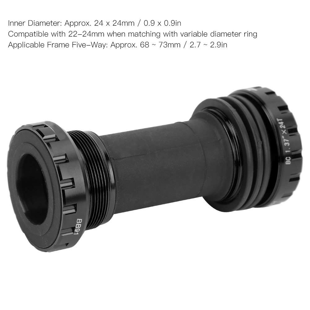 Raguso Bike Bottom Bearing, Wearable Waterproof Aluminum Alloy Bottom Bracket for Road Bicycle for 68β73mm Frame(Black)