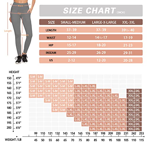 NEW YOUNG 3 Pack Leggings with Pockets for Women,High Waisted Tummy Control Workout Yoga Pants Black