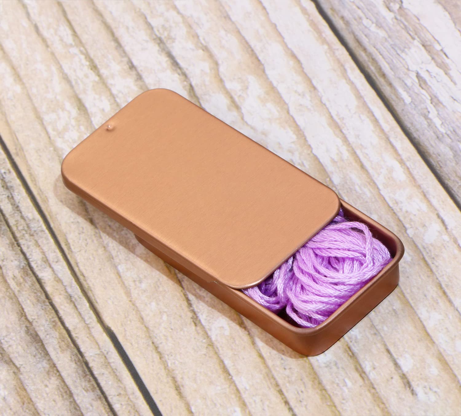 Mini Skater 2.4"x1.3"x0.43" Extra Small Metal Slide Top Tin Containers Sliding Cover Push-Pull Tin Box Portable Slide Cover Storage Box for Jewelry Cosmetic Organizer(Rose Gold) (8)