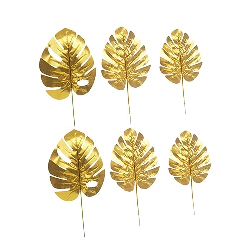 VOSAREA 36 pcs Artificial Foliage Wedding Decoration Golden Leaves Simulation Plants Faux Plants Artificial Palm Leaves Hawaiian Leaves Stems Monstera Leaves Decorations Eucalyptus vase