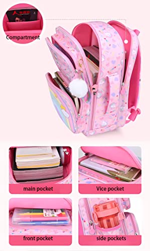 Uamdrup 16inch Pink Rainbow Backpack, Cute Unicorn Waterproof Durable BookBag Lightweight Causal Daypack For Travel Outdoor