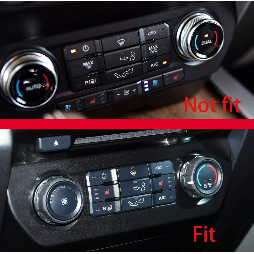 Keptrim for F150 Air Conditioner Switches AC VOL Knob Ring Button Trim for Ford F150 XLT 2015 2016 2017 2018 2019 2020, Red Aluminum, 4pcs (Not for 2021 2022)