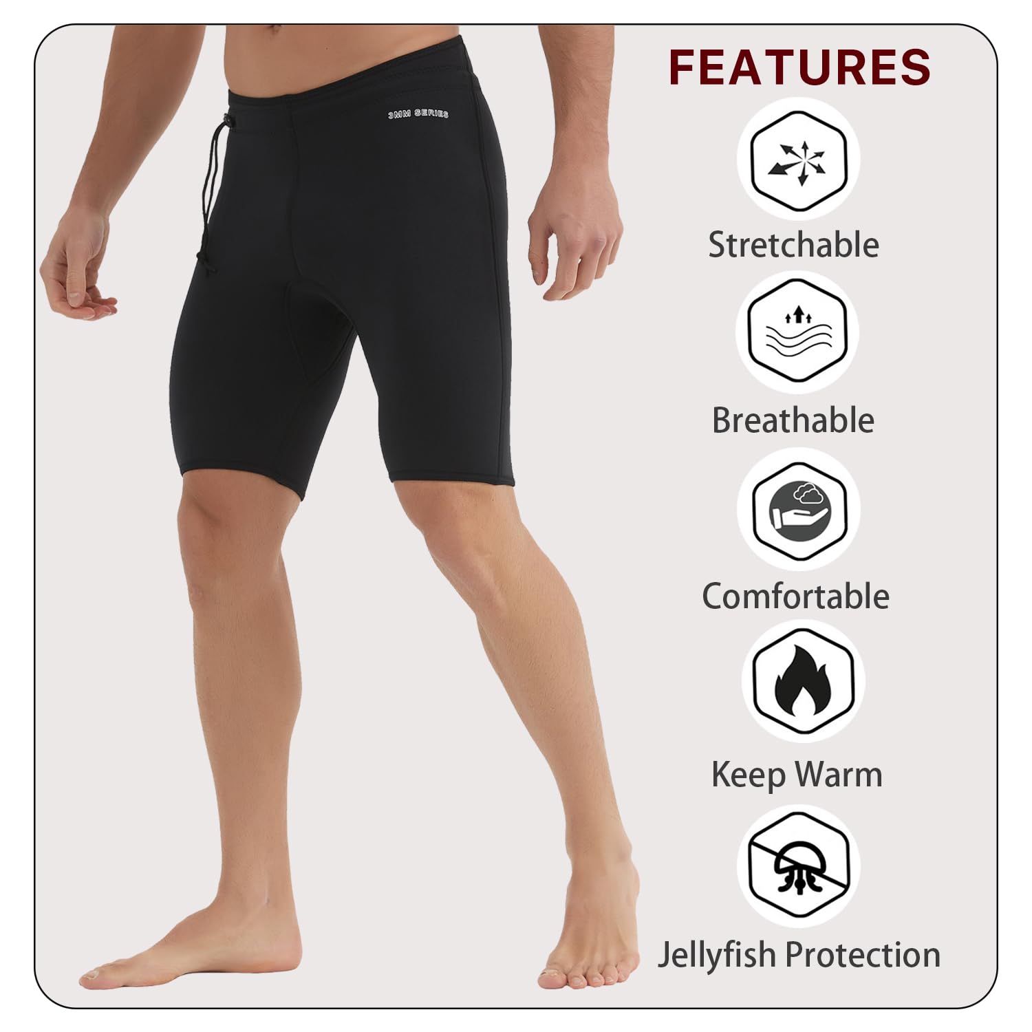 Lemorecn Wetsuits Pants Shorts 3mm Neoprene Canoeing Swimming Pants(1035,S)