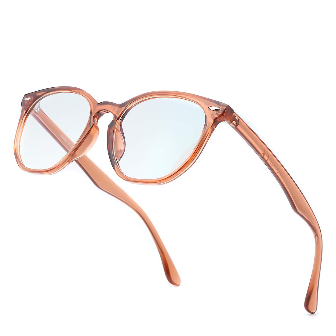 kimorn Blue Light Blocking Glasses Square Cateye Eyewear Blue Ray Computer Game K0787 (Transparent Brown Frame/Blue Light Blocking Lens)