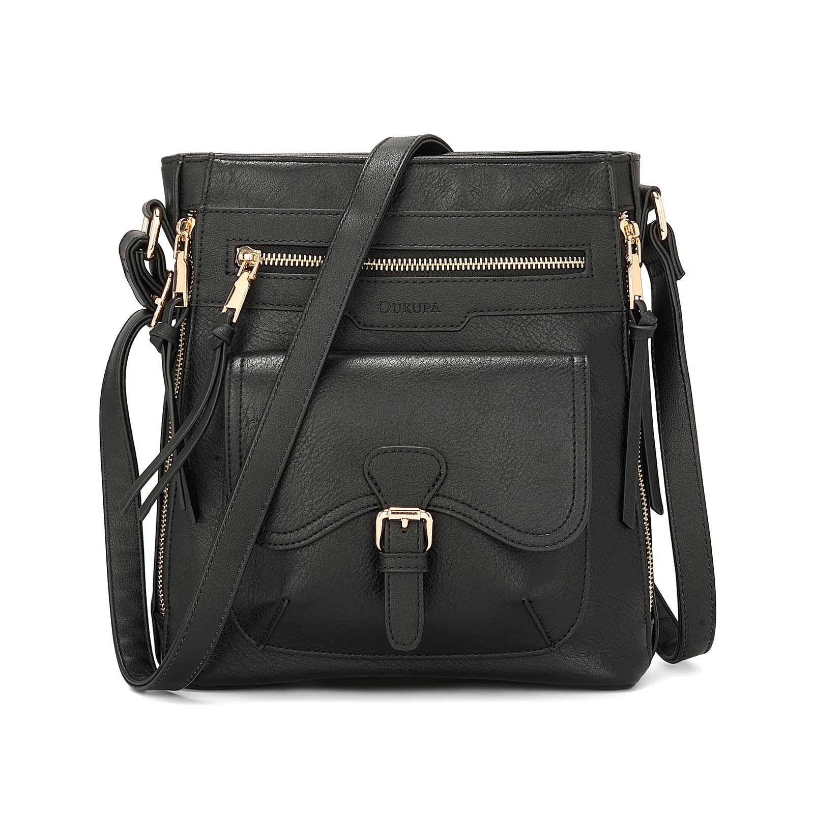 OUKUPA Crossbody Bag For Women Shoulder Handbag Messenger Bag Satchel Long Over Strap Tassel Zip Multiple Pockets Lightweight