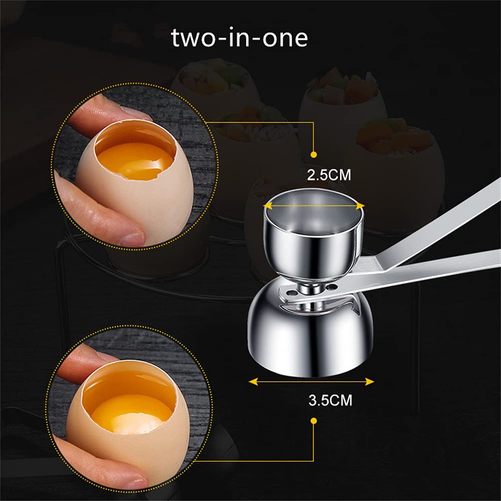NuoYa 1 Pcs double head two-in-one stainless steelĀ opener Metal Egg Scissors 304 Stainless Steel Topper Shell Cutter Opener Boiled Raw Egg Open Creative Kitchen Tool eggshell opener