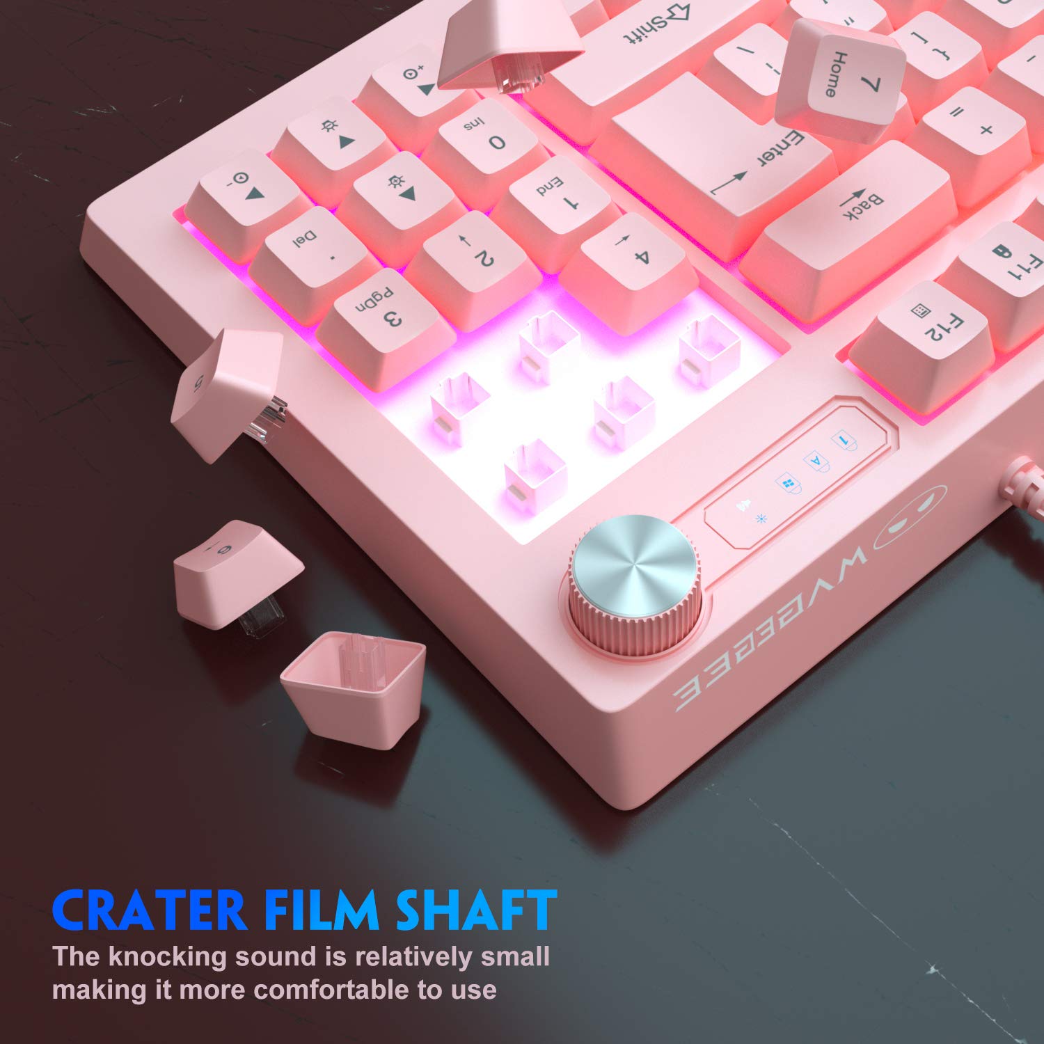 MageGee GT698 TKL Gaming Keyboard, 89 Keys RGB Rainbow Backlit Computer Keyboard, Anti-Ghosting USB Wired Gaming Keyboard for Windows Gaming PC Laptop (Pink)