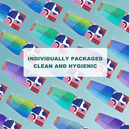 Supsiah 50PCS Individual Packs 3D 4 LAYER disposable face masks, 5-Different Gradient Colors Design, Breathable, Comfortable Protection