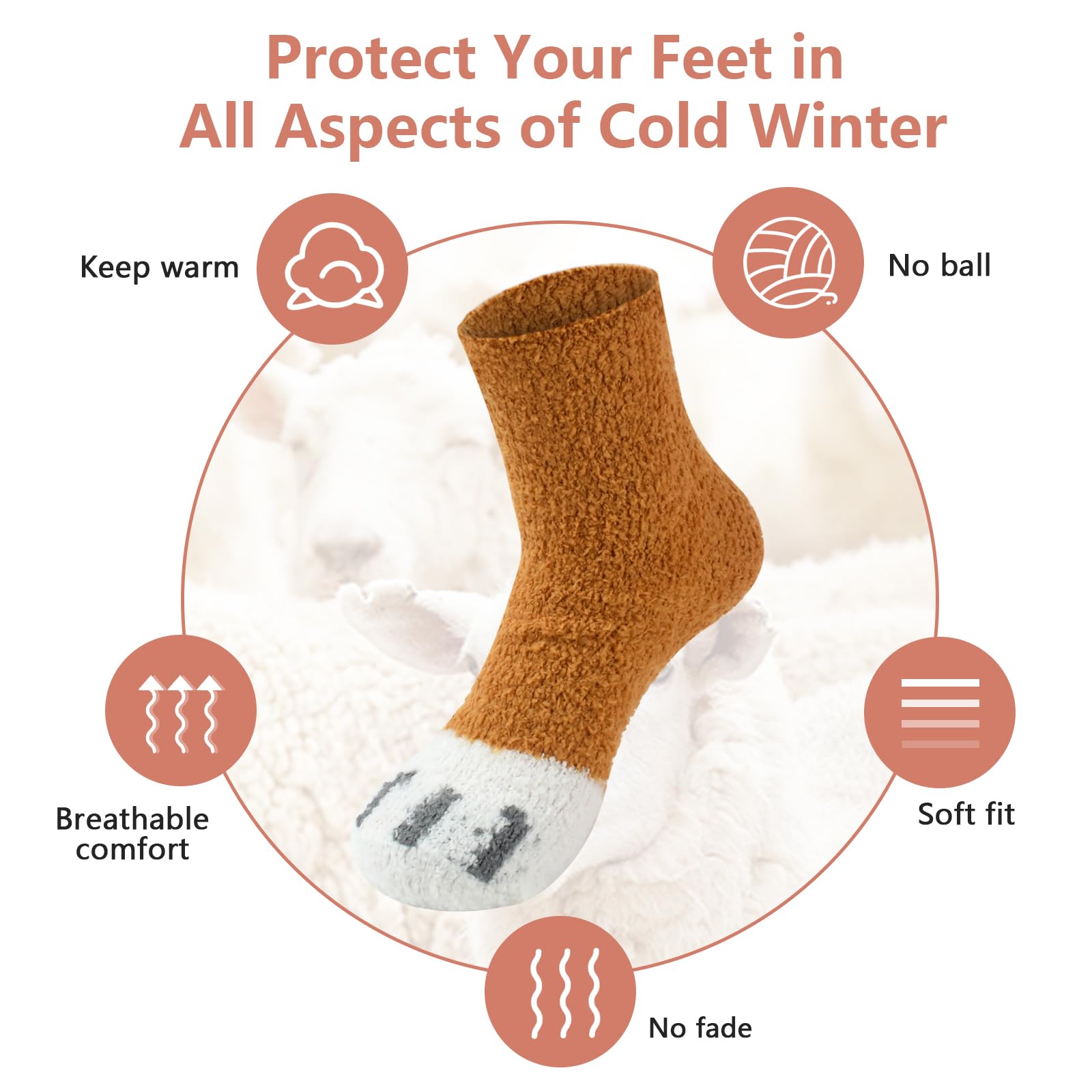 Lisacool 5 Pairs Womens Wool Socks - Winter Warm Socks - Thick Thermal Knit Vintage Cozy Crew Soft Socks Gifts for Women