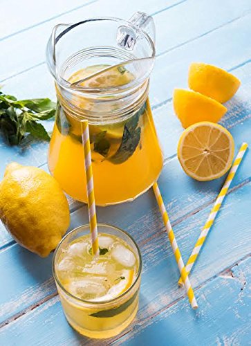 Outside the Box Papers Construction Theme Striped and Polka Dot Paper Straws 7.75 Inches 100 Pack Black, Yellow, Orange, White