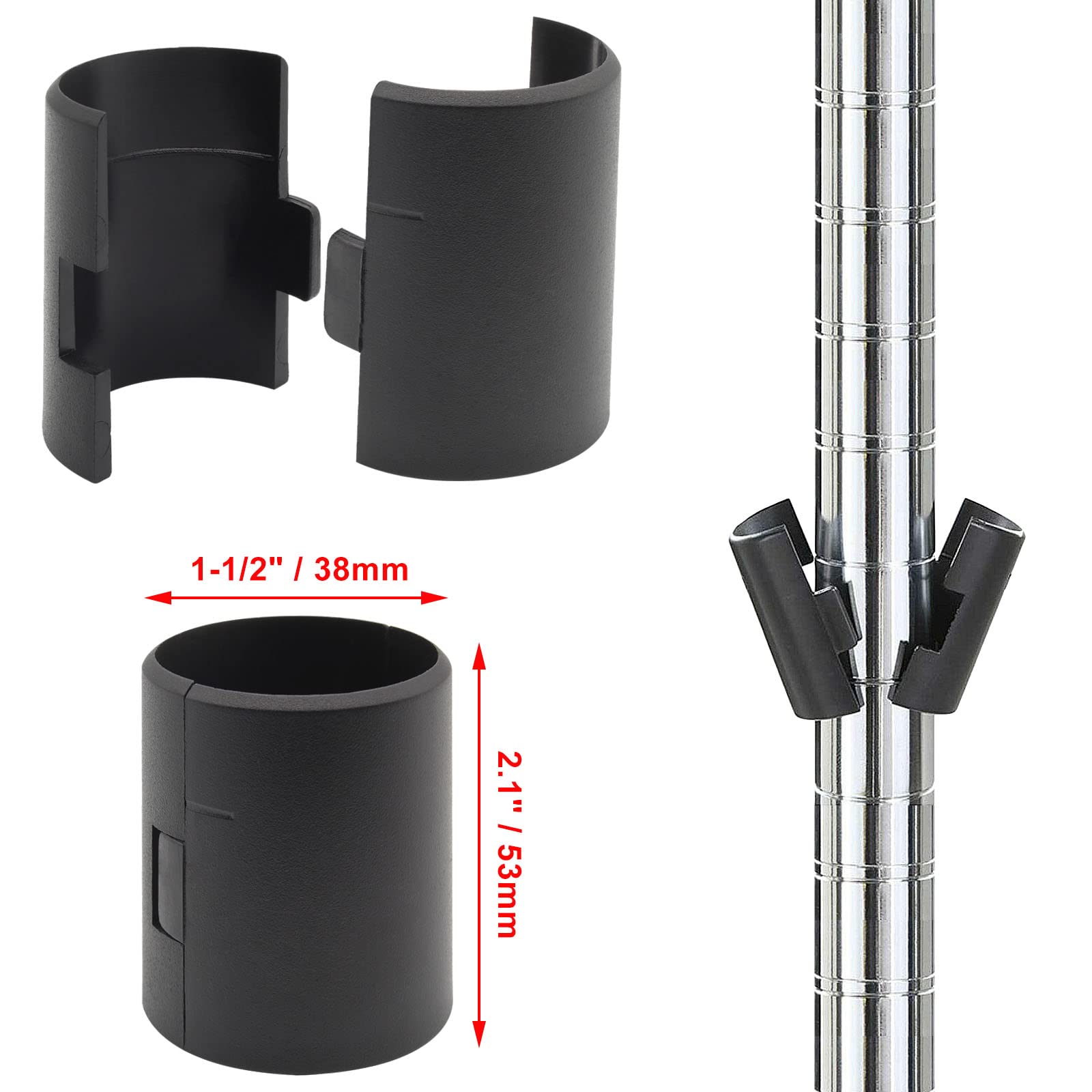 Jersvimc 36 Pair(72 Piece) 1/2 Inch Wire Shelf Lock Clips, Shelving Plastic Clips Replacement Sleeve Shelf Clips for Wood Metal Wire Shelving Post Pole