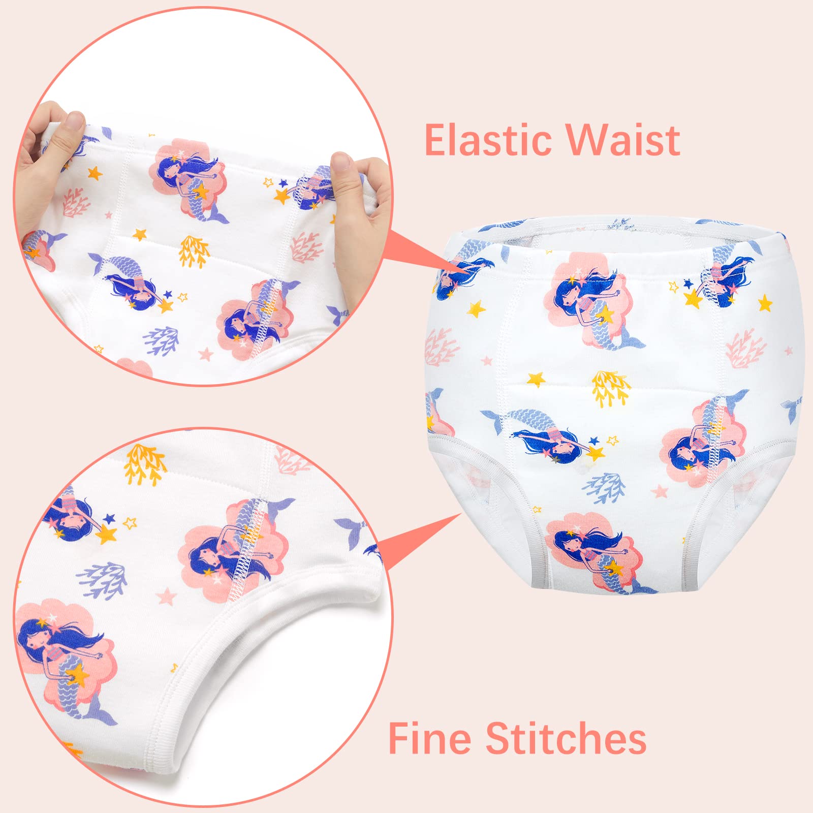 SYNPOS Reusable Baby Boys Girls Potty Training Pants 4 Pack Waterproof Breathable Underpants Cotton Soft Absorbent Training Underwear for Toddler Boys Girls 2T 3T 4T 5T
