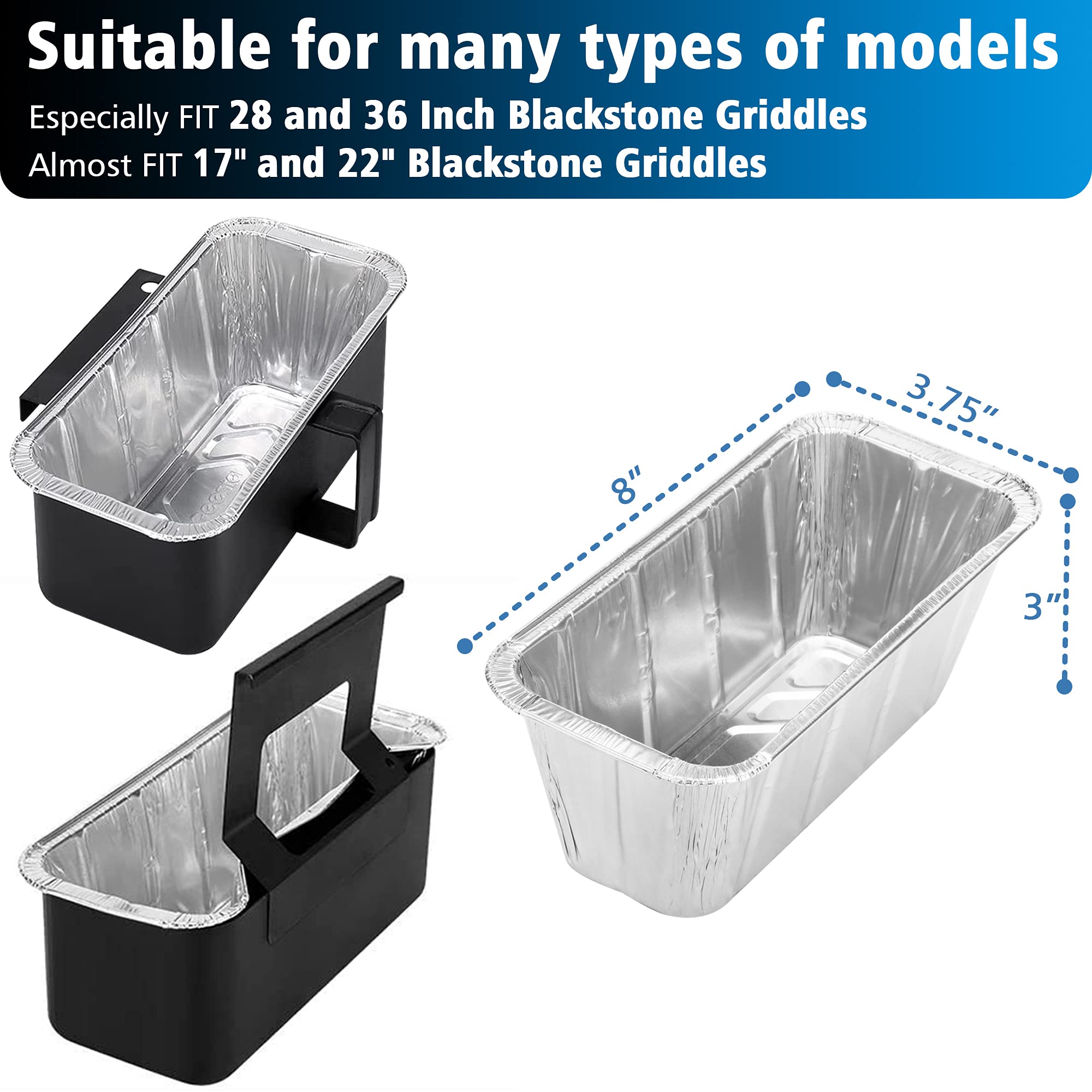 Matchwaves 30 Pack Blackstone Grease Cup Liners, Grease Catcher Liner, Aluminum Foil Drip Pan for 28 and 36 inch Blackstone Griddle