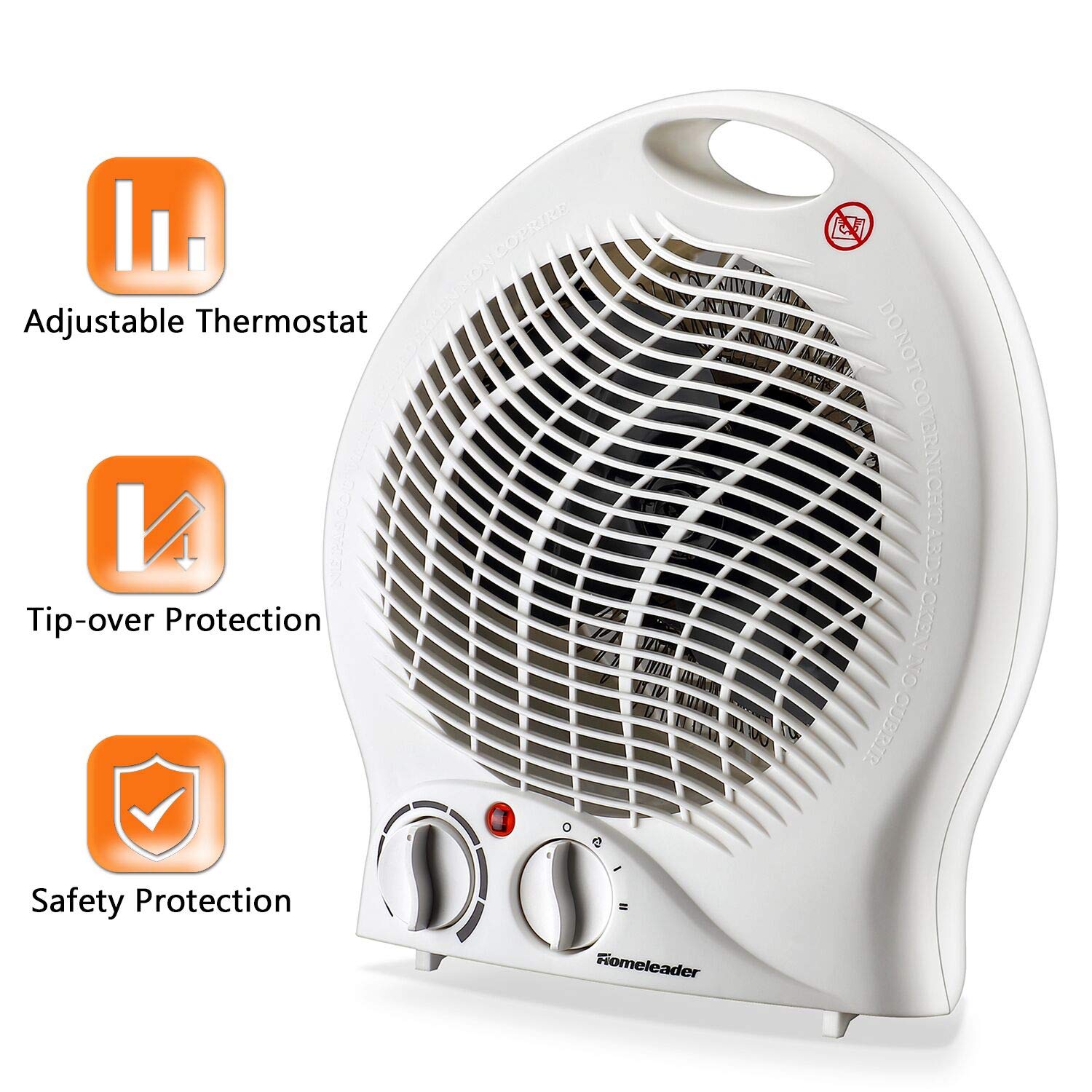 Portable Fan Heater, Homeleader Small Space Heater with Thermostat, Tabletop/Floor Ceramic Heater for Office